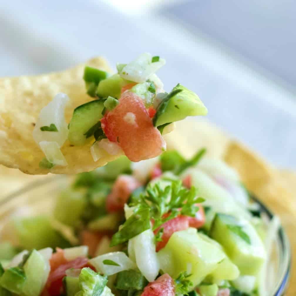 Crisp Cucumber Salsa Low Carb Recipe-Homemade Food Junkie