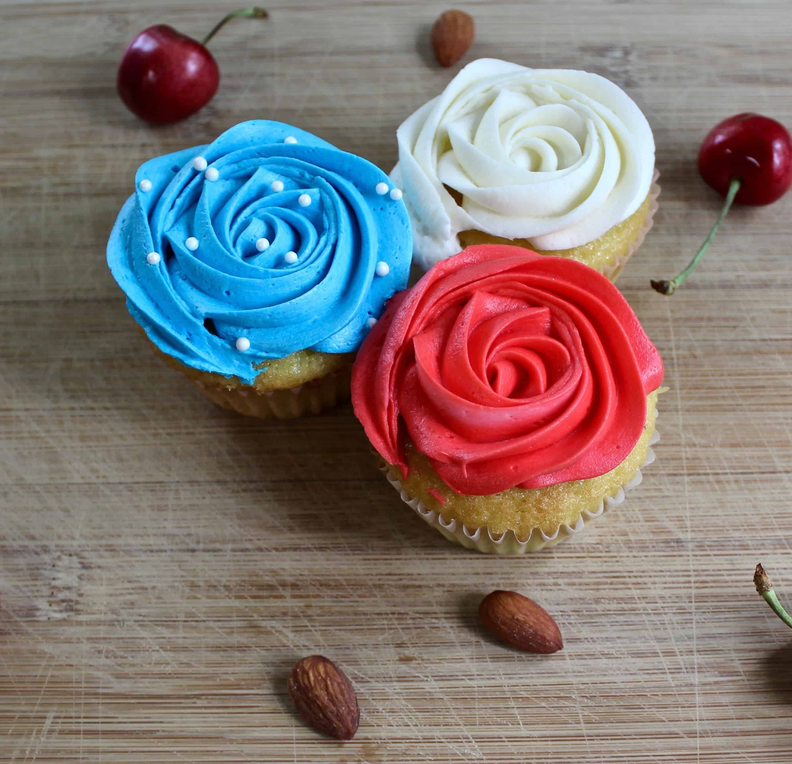 Festive Cherry Almond Cupcake Flag Cake- Homemade Food Junkie