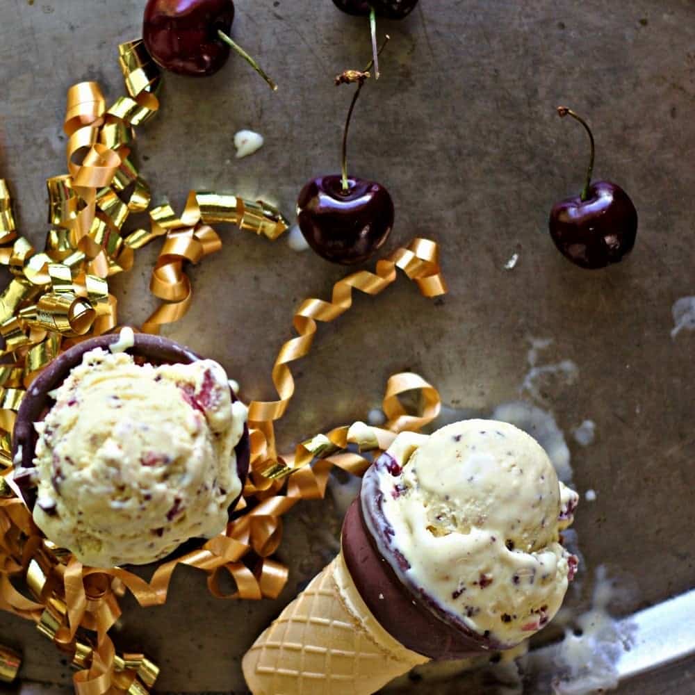 Dark Chocolate Cherry Custard Ice Cream | Homemade Food Junkie