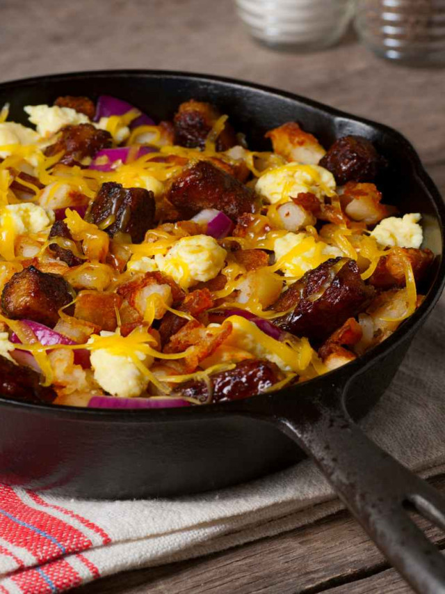 Fried Potatoes Sausage and Egg Skillet Meal | Homemade Food Junkie