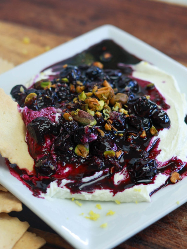 Creamy whipped goat cheese and blueberry compote | Homemade Food Junkie