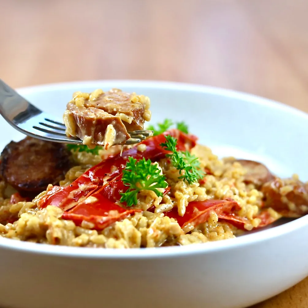 Creamy Cajun Sausage Rice Skillet Meal | Homemade Food Junkie